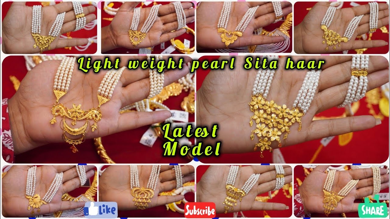 Beautiful pearl Sita haar with gold pendant design//lightweight Moti ...