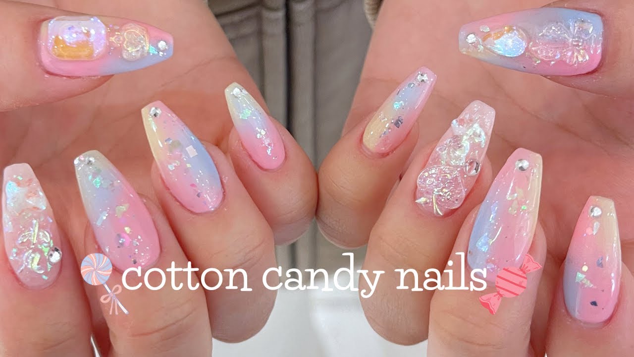 pastel cotton candy ombre nails 🍬 | nails at home(self nail) | gel ...