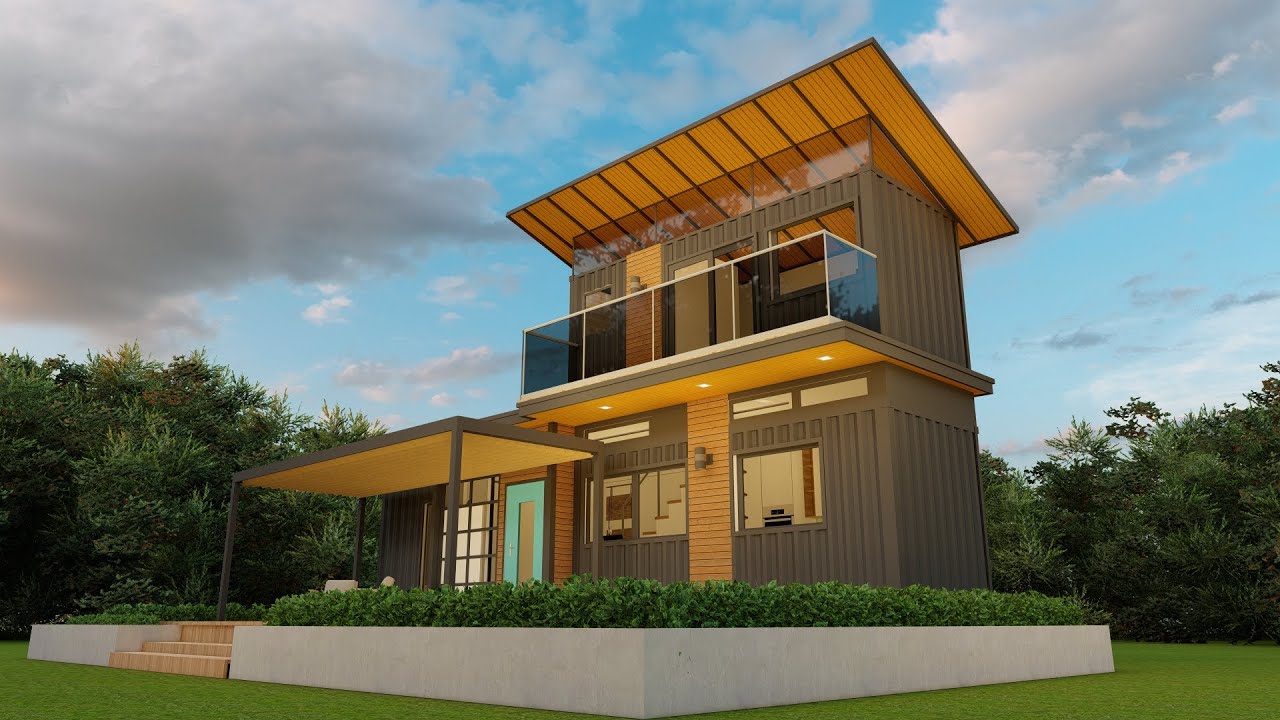 Amazing Two Storey Container House Design-Two Bedrooms- Ep.19 - YouTube