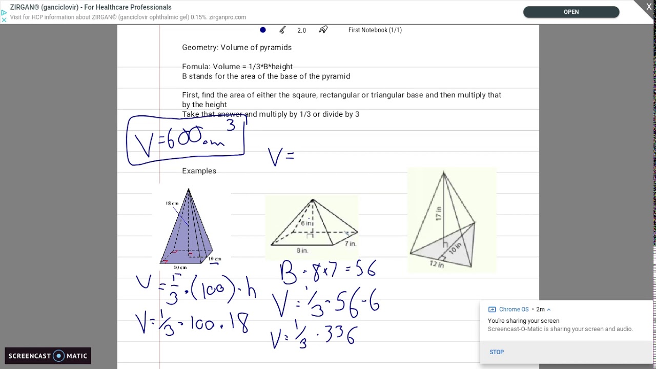 Geometry: Volume of Pyramids with a rectangular and triangular base ...