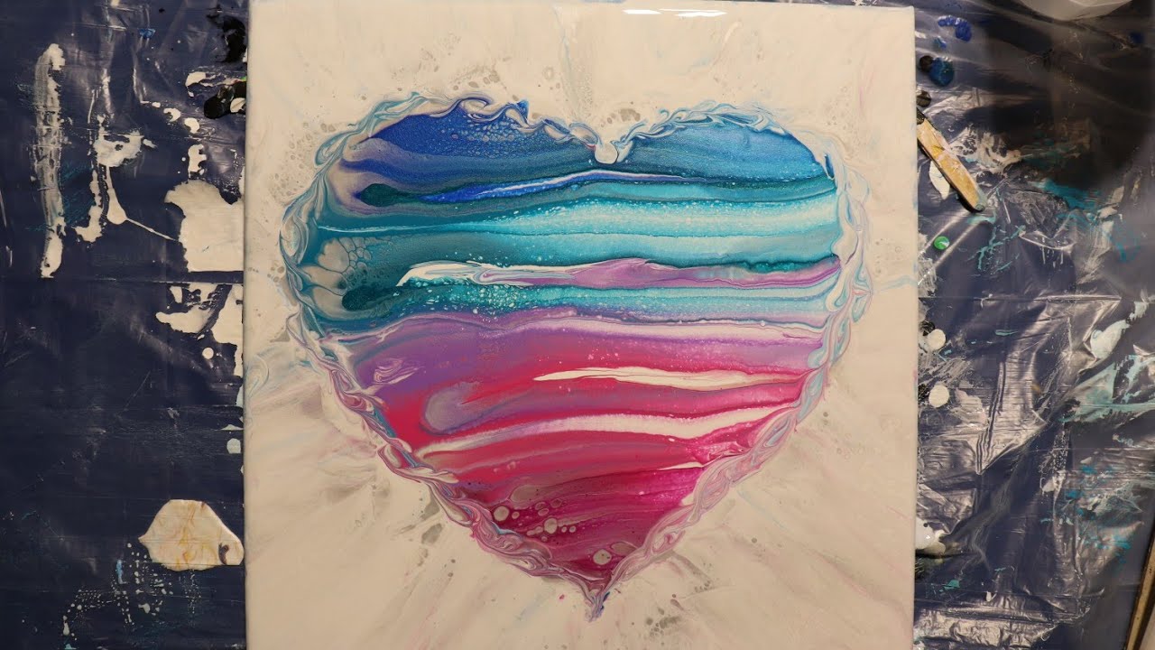 #47 HEART SWIPE | FLUID ART | POURING PAINTS - YouTube