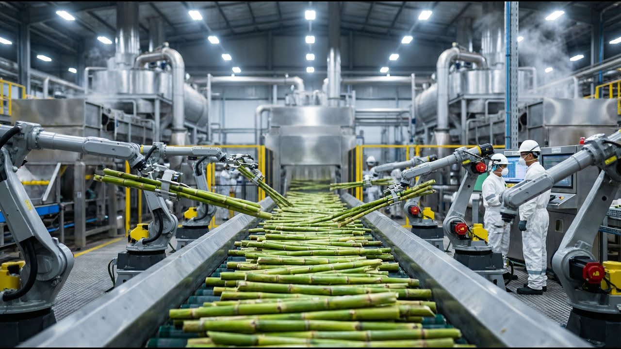 Inside a Massive Sugar Factory | From Sugarcane to Crystal Sugar - YouTube