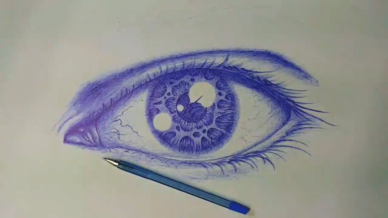 drawing an eye using ballpoint pen - YouTube