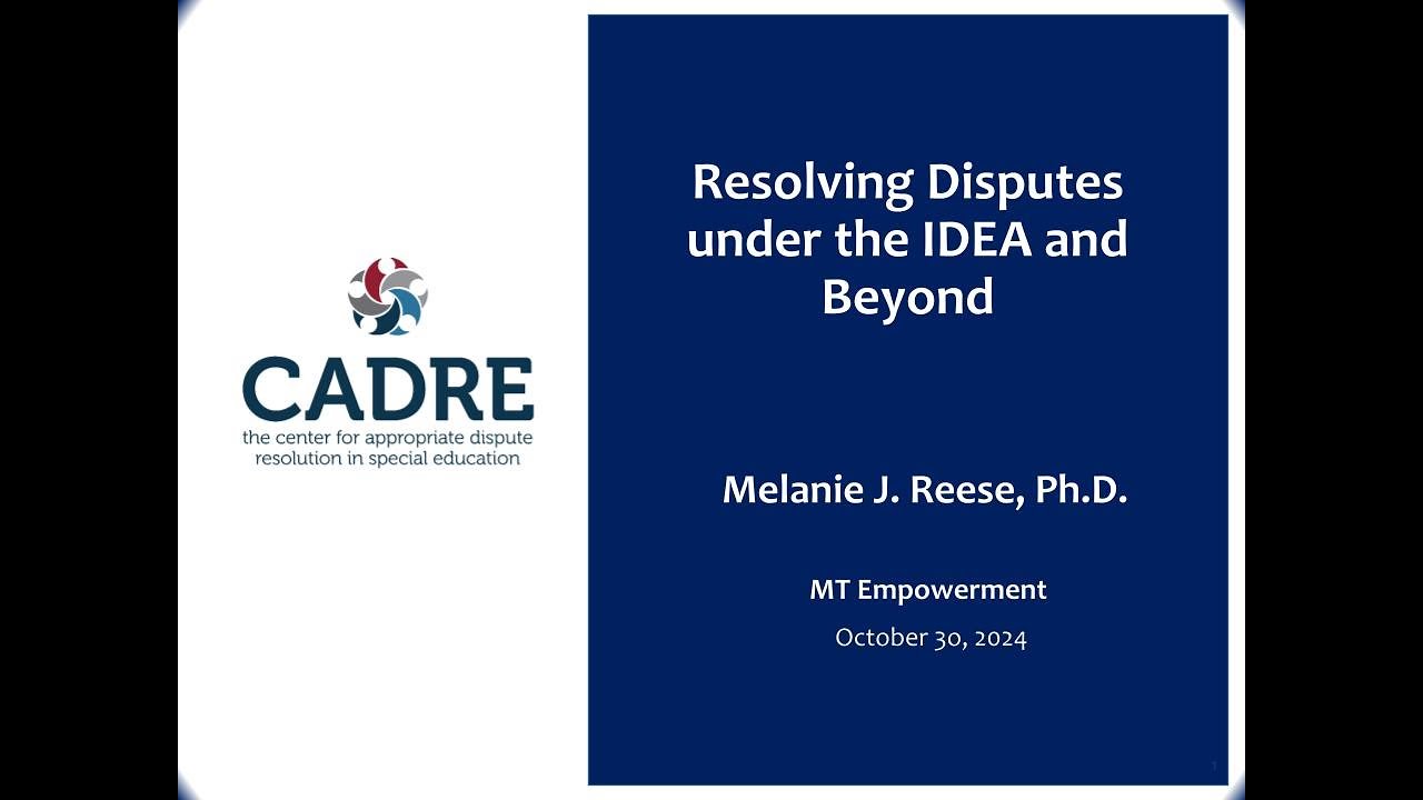 CADRE Center for Appropriate Dispute Resolution Virtual Presentation ...