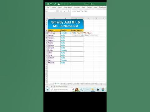 Add Mr. & Ms. Before name in Excel 🔥|#excel #exceltutorial #microsoftexcel #excel shorts #shorts ...