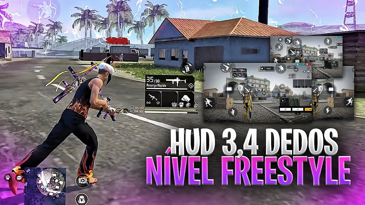 OS BRABOS!! 👾 TOP 4 MELHORES HUD 3,4 DEDOS FREESTYLE FREE FIRE| HUD ...