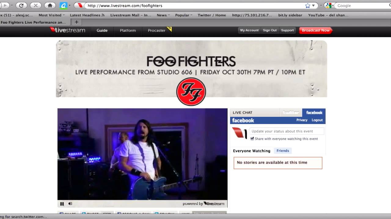 Excerpts from the Foo Fighters' Livestream performance at Studio 606 ...