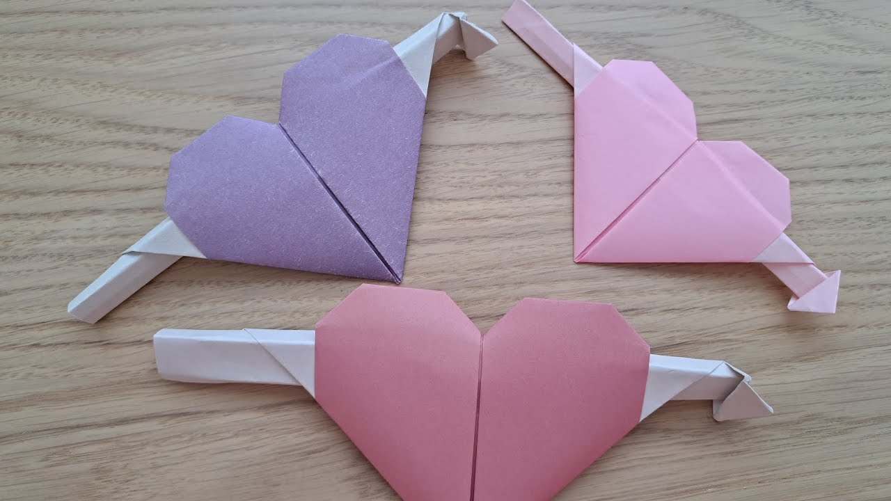 origami Cupid arrow heart - YouTube
