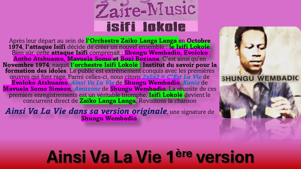 Ainsi Va La Vie Makalolo 1ère version Un Chef D'Œuvre Signé Shungu ...