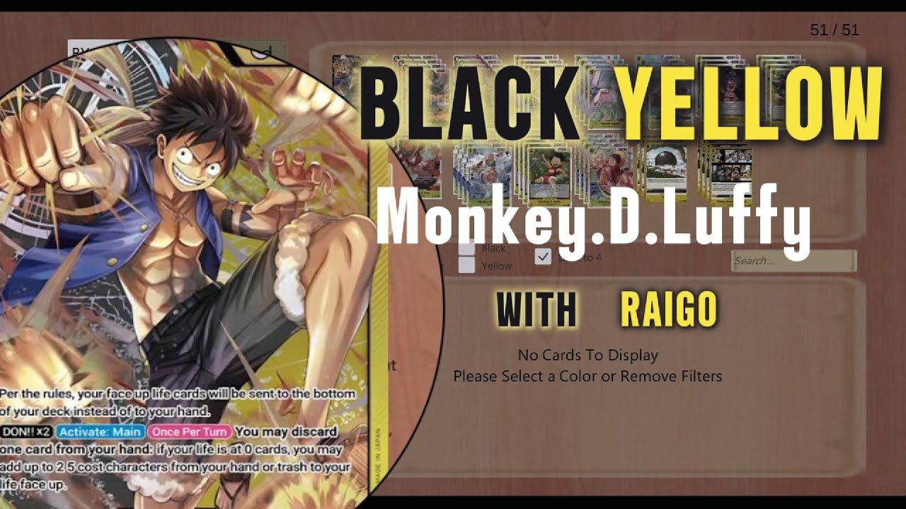 [OP09 Finals Build V2] How to Play Black Yellow Luffy One With Raigo ...
