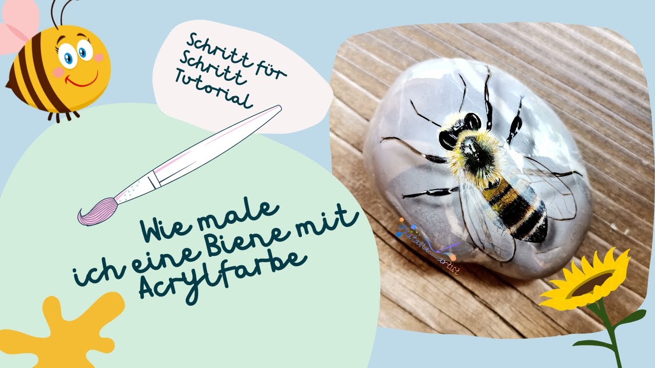 How to paint a bee / Biene malen Steinmalerei - YouTube