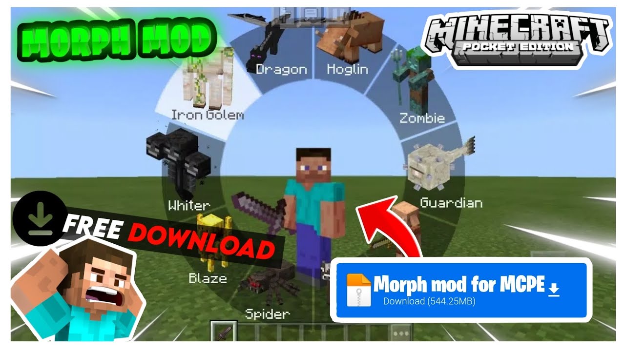 Morph addon for Minecraft pe 1.19 | shape shift addon mcpe | MCPE addon - YouTube