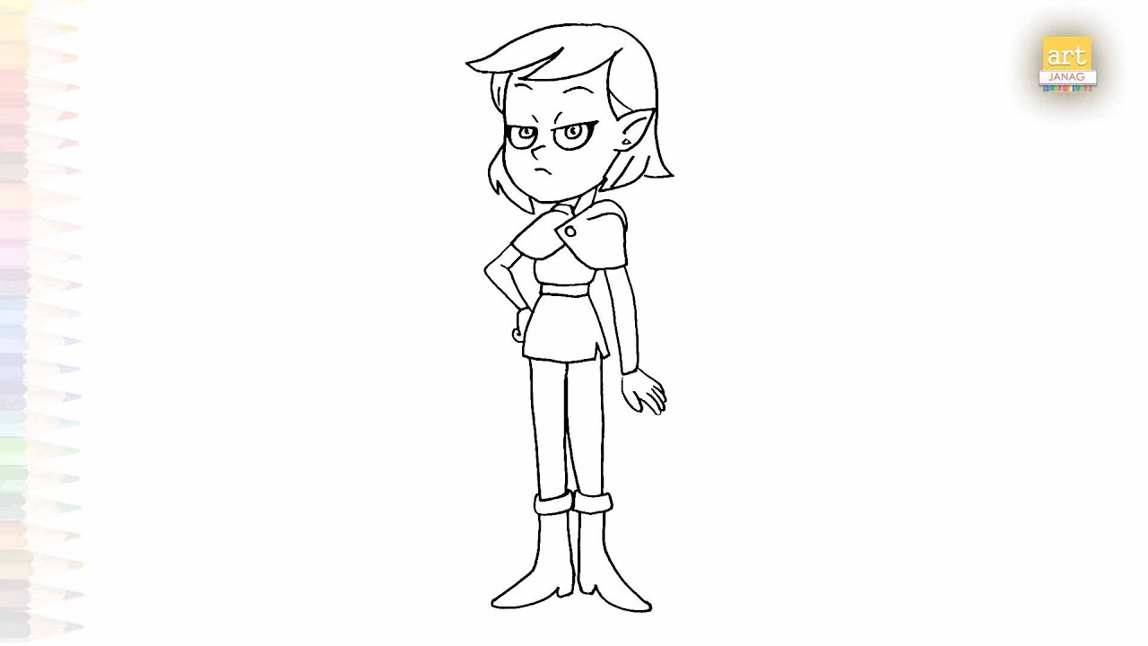 Amity Blight drawing easy from The Owl House | Cartoon sketches | How ...