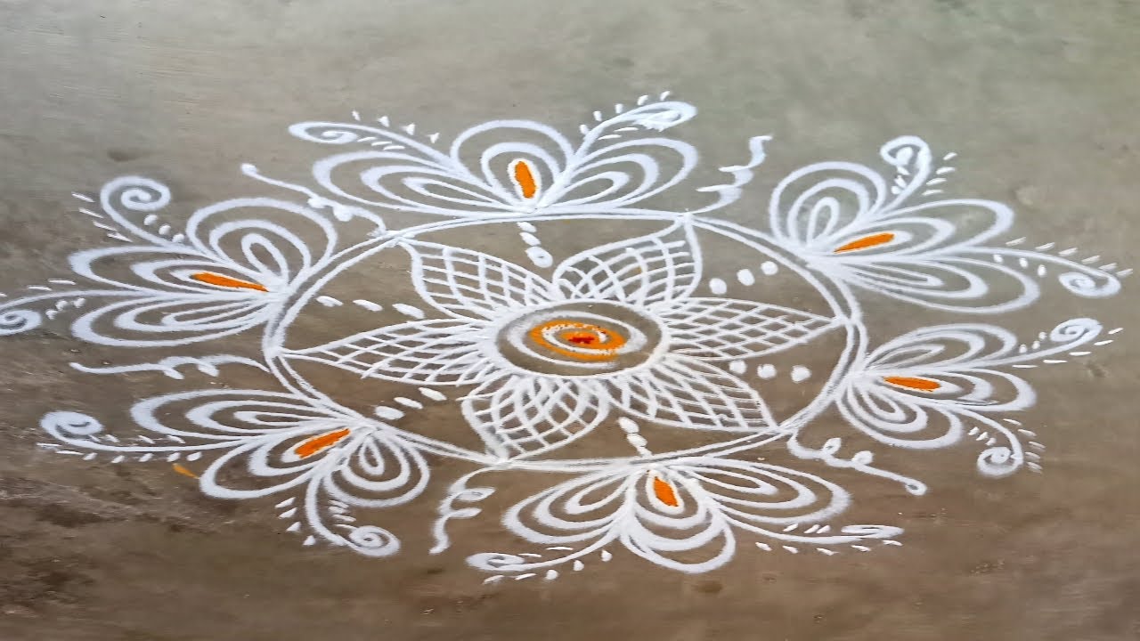 Easy Rangoli || Free Hand Designs || Designs for home - YouTube