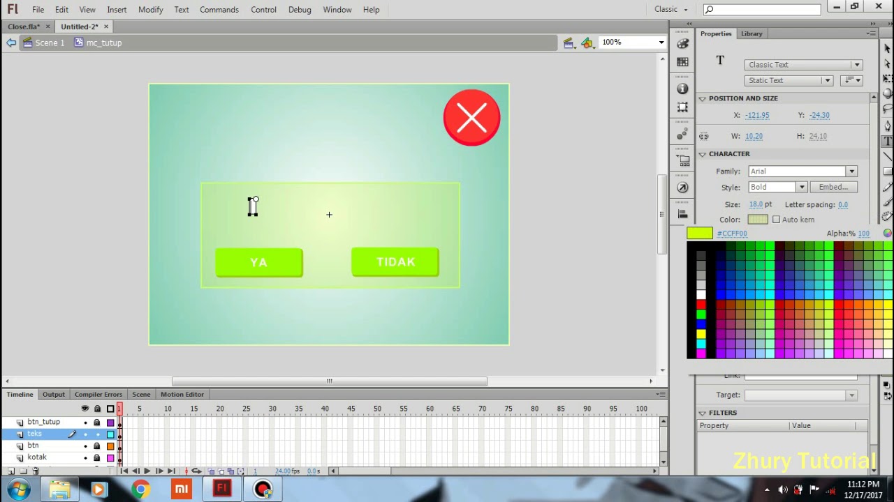 Cara Membuat Tombol Close/Keluar Pada Adobe Flash - YouTube