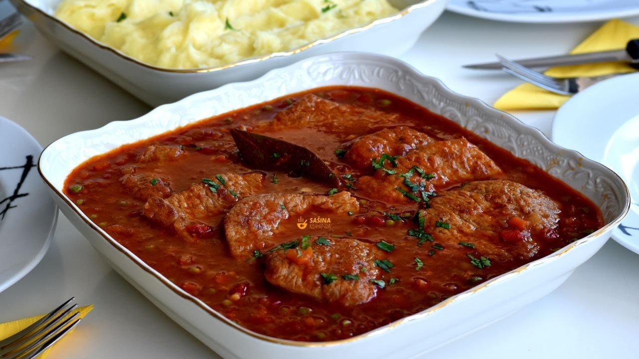Teleće šnicle u saftu s graškom i pire krumpir novi još jednostavniji ...