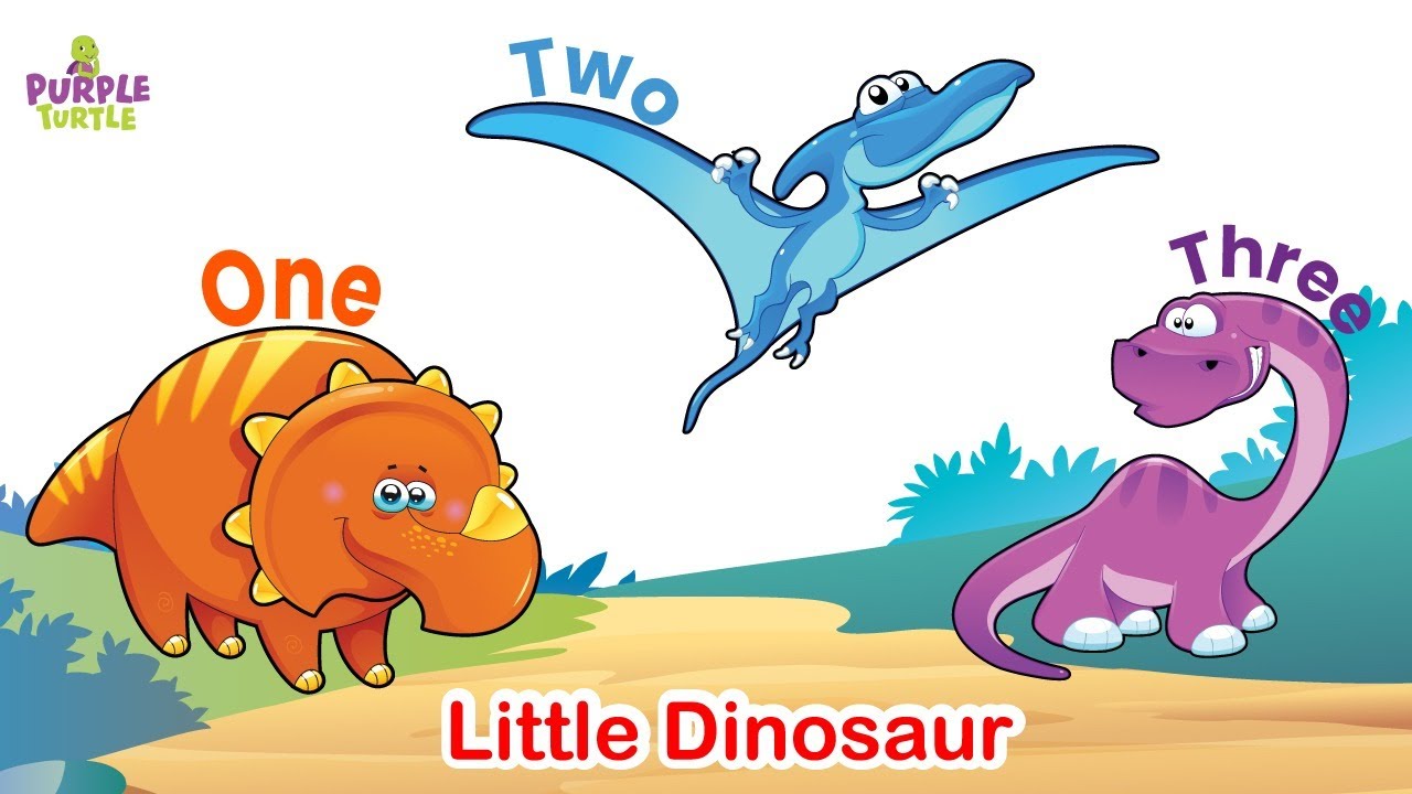 One, Two, Three Little Dinosaurs | Counting Songs | Purple Turtle Songs ...