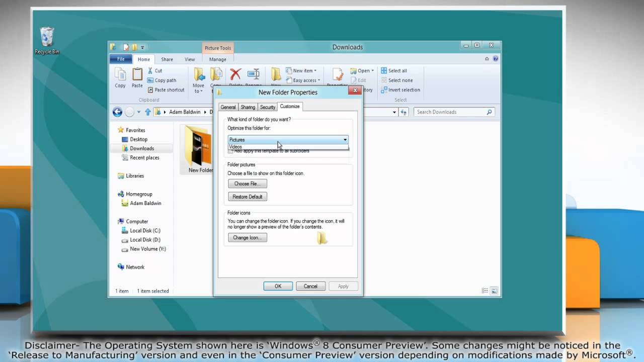 Windows® 8: Set folders for specific file types to make them load ...