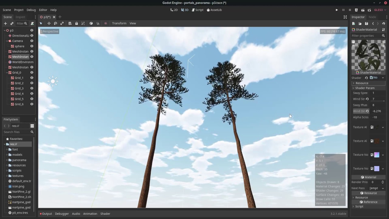 Tree wind shader for Godot - YouTube