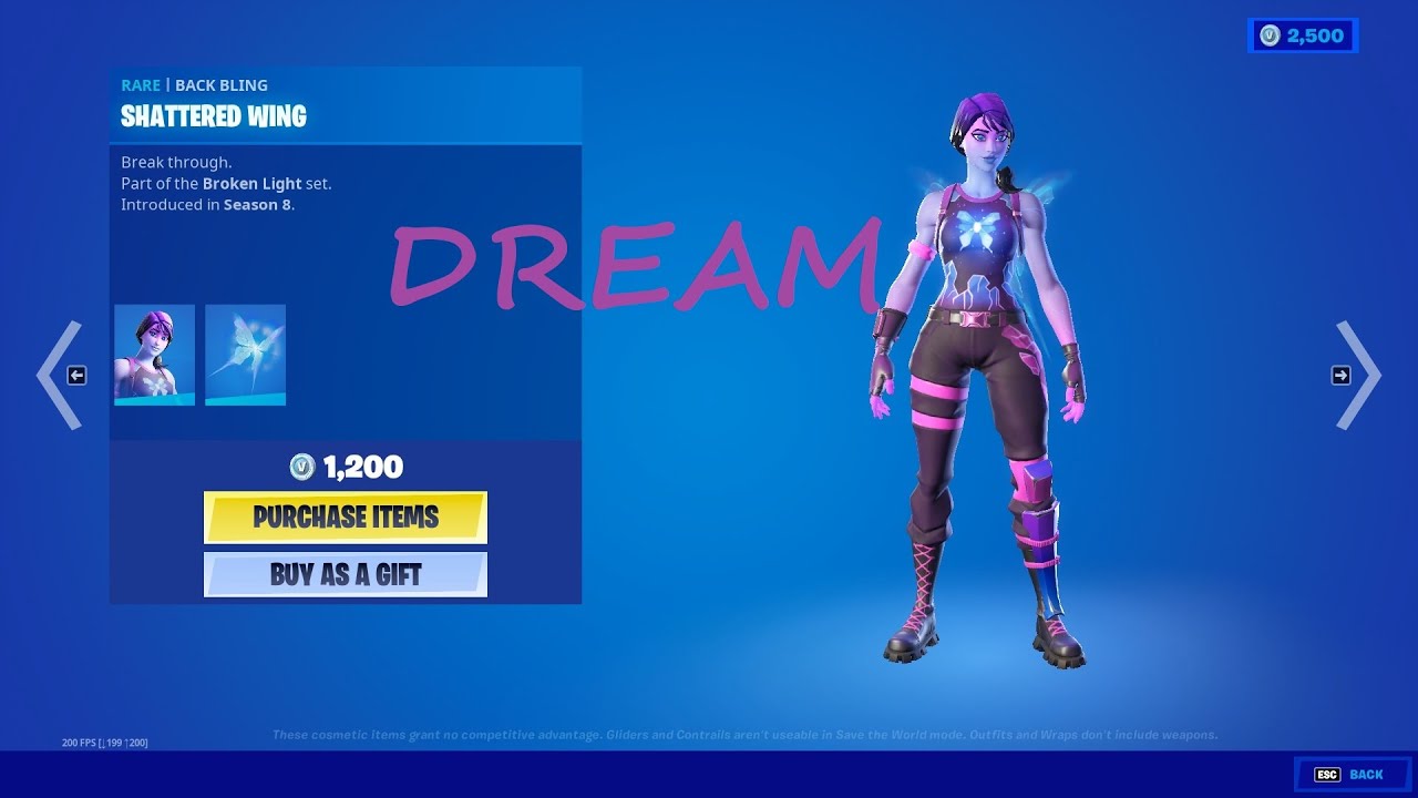 Fortnite Dream skin back bling - YouTube