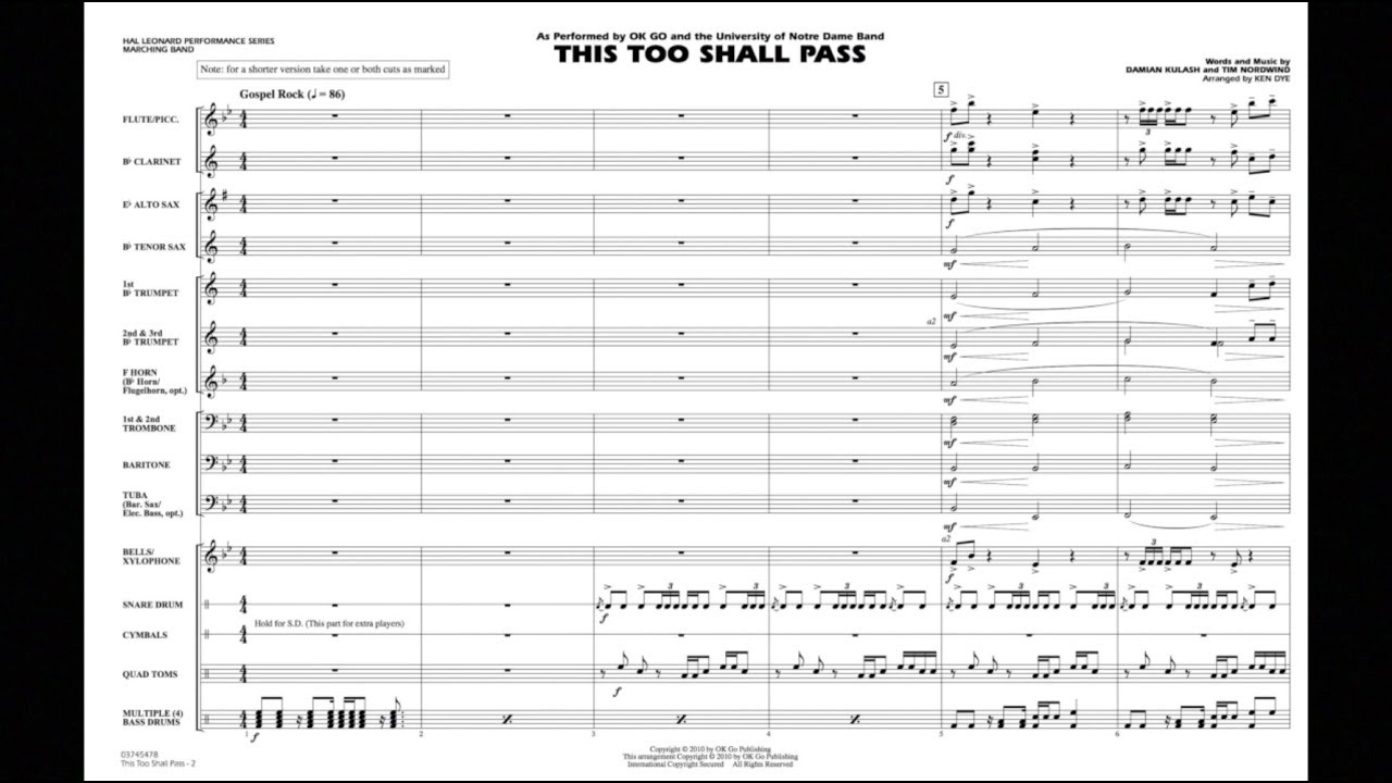 This Too Shall Pass arranged by Ken Dye - YouTube