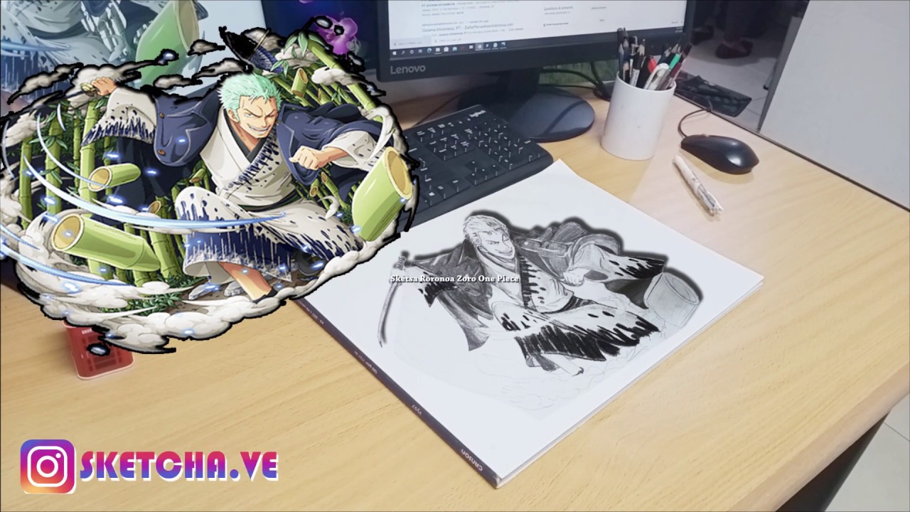 Sketsa Roronoa Zoro One Piece | Sketcha.Ve - YouTube