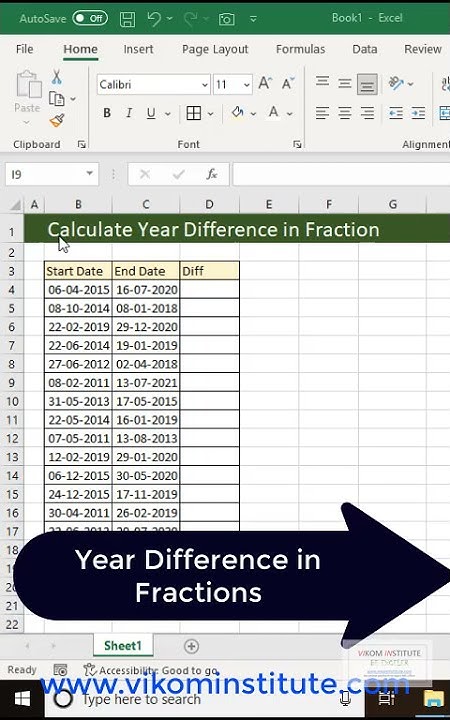 #yearfrac ! Calculate year fraction in excel - YouTube