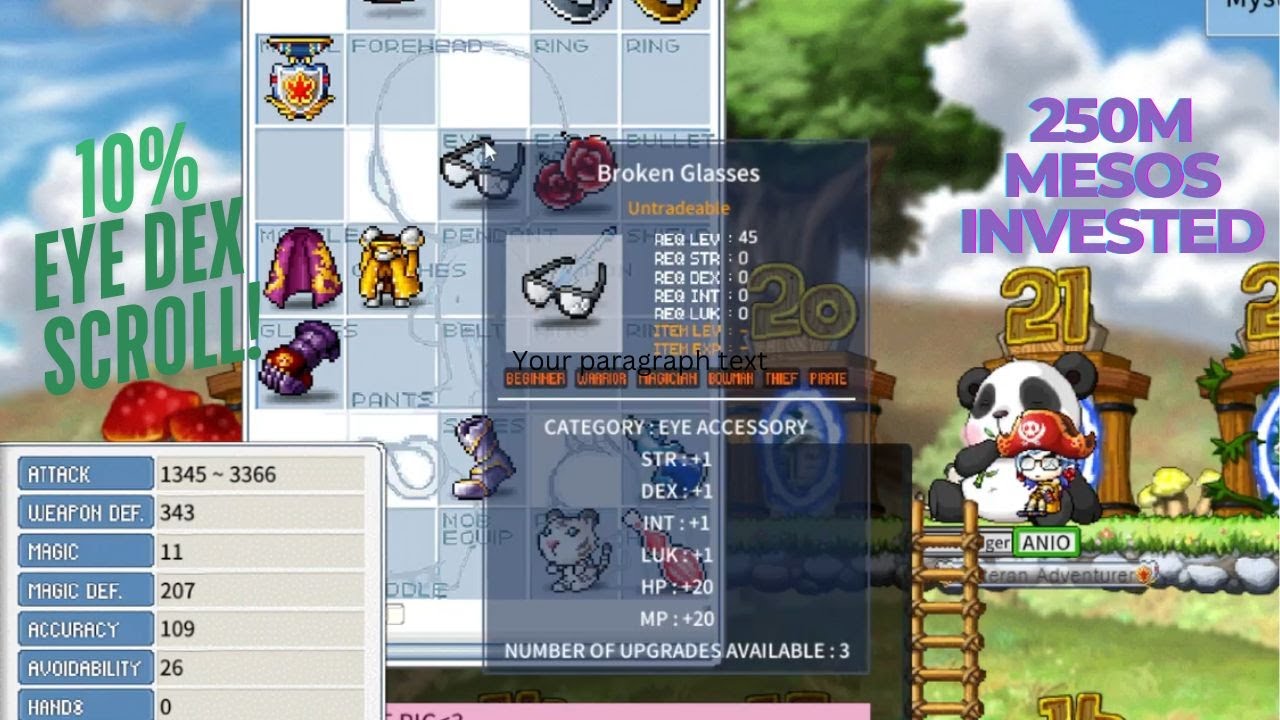 I Scrolled My Eye Glasses with 10% Dex Scrolls Old School Maplestory ...