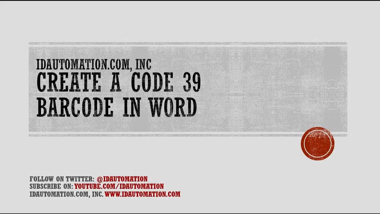 How to Create Code 39 Barcodes in MS Word - YouTube