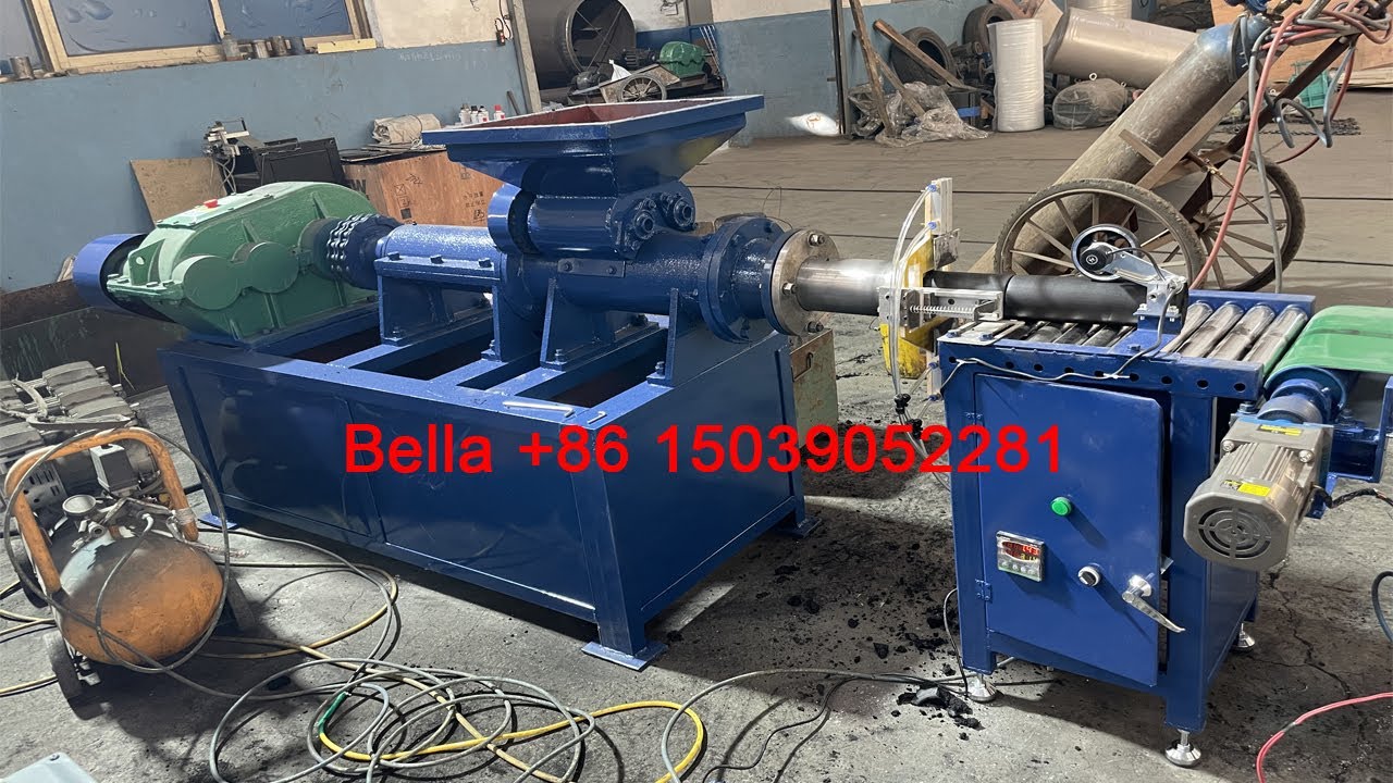 φ80mm Round charcoal briquette extruder making machine - YouTube