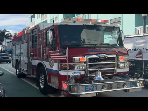 Miami Beach FD Engine 21 Responding - YouTube