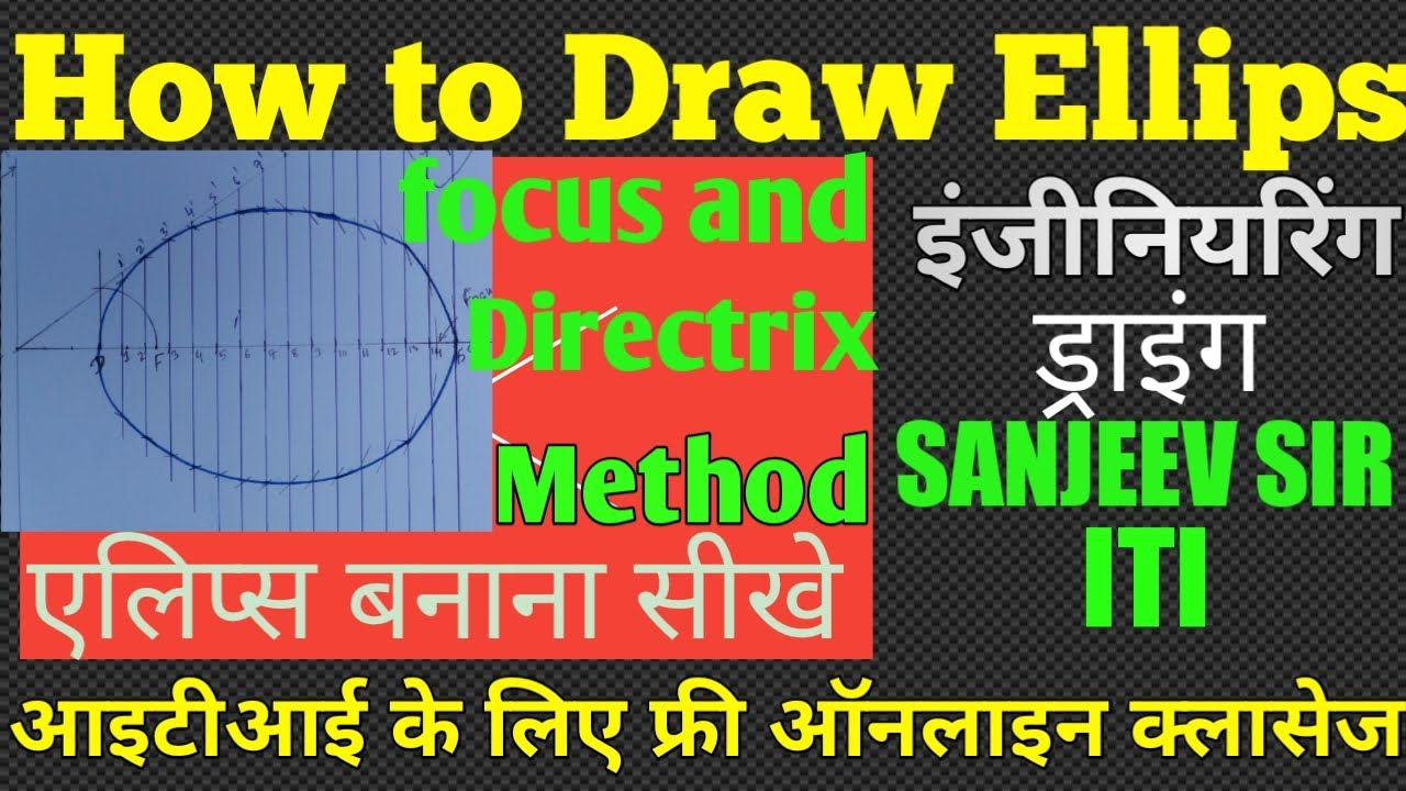 How To Draw Ellipse,Focus and Directrix Method, ITI Engineering Drawing Part-05,#sanjeevsiriti# ...