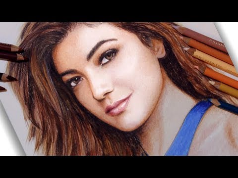 Drawing Kajal Agarwal - Colored Pencil Portrait | Kajal Agarwal Sketch ...