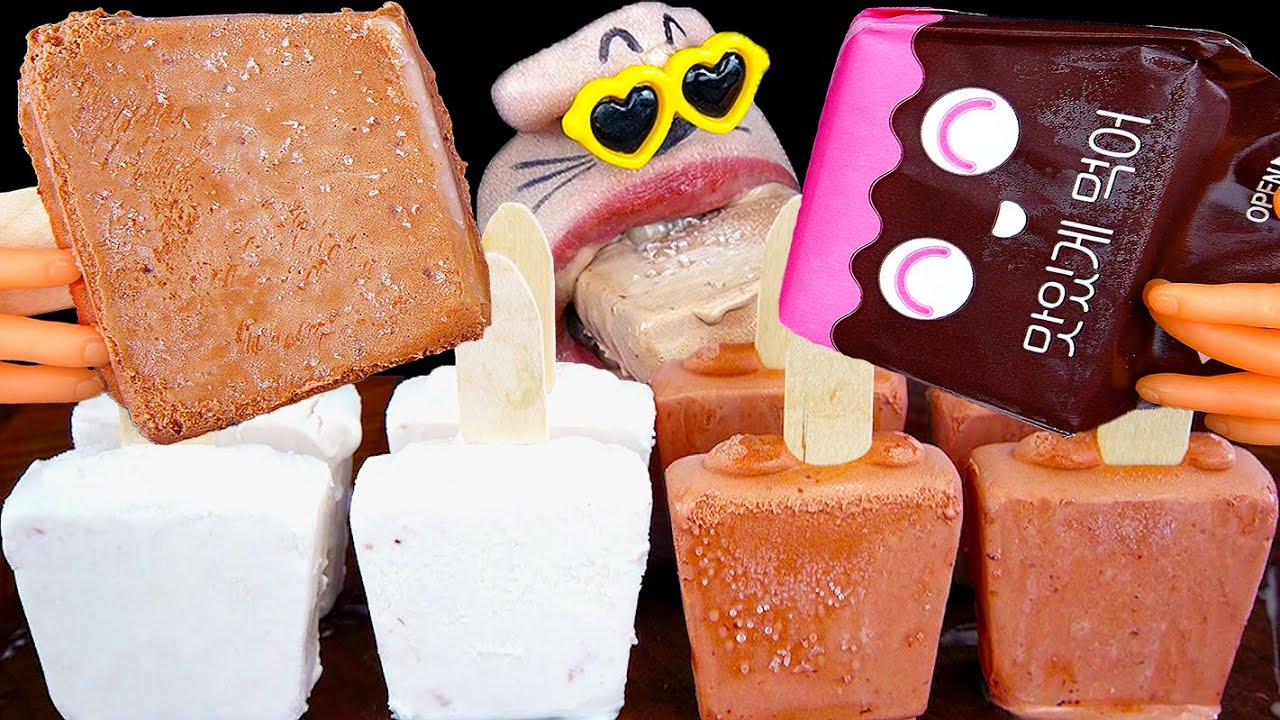 FUNNY MUKBANG :) Sweet and Cool Chocolate & Strawberry Popsicles! Eating Show! - YouTube