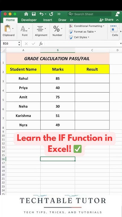 How to Use the IF Function in Excel! Check it out‼️ #excel #excelshorts #exceltutorial - YouTube
