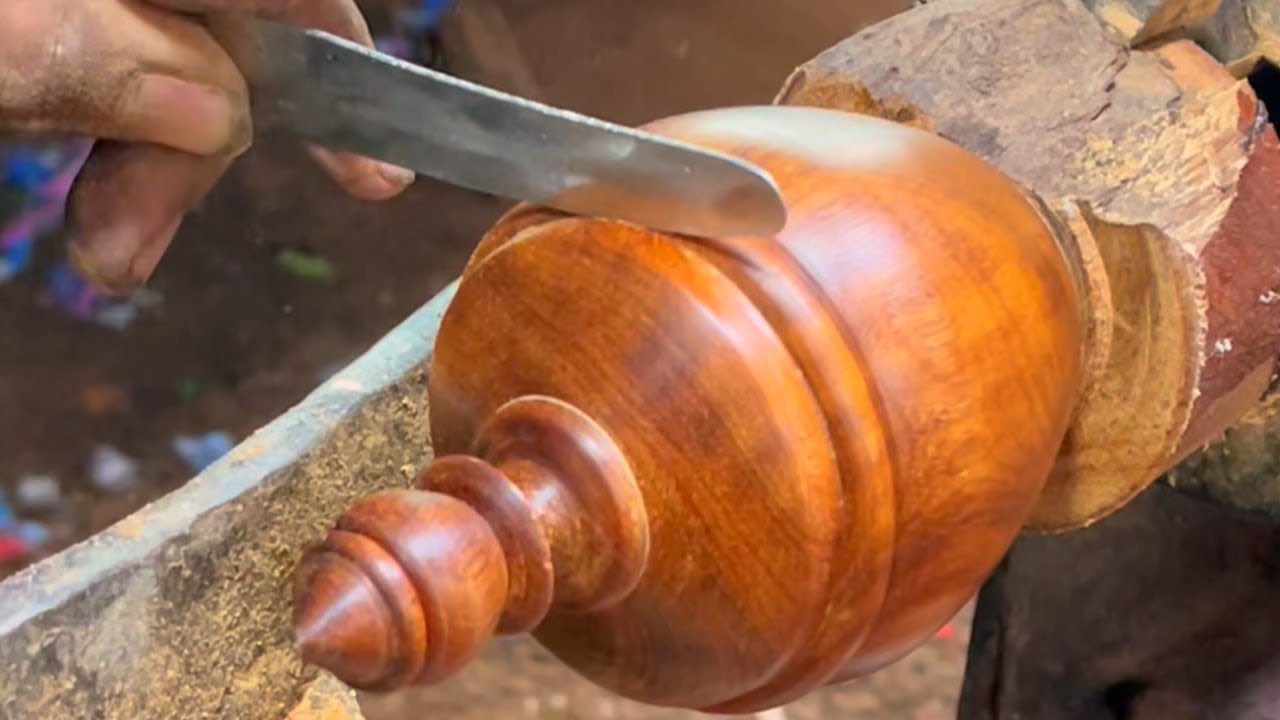 The Second Step of ancient pot wood turning - YouTube