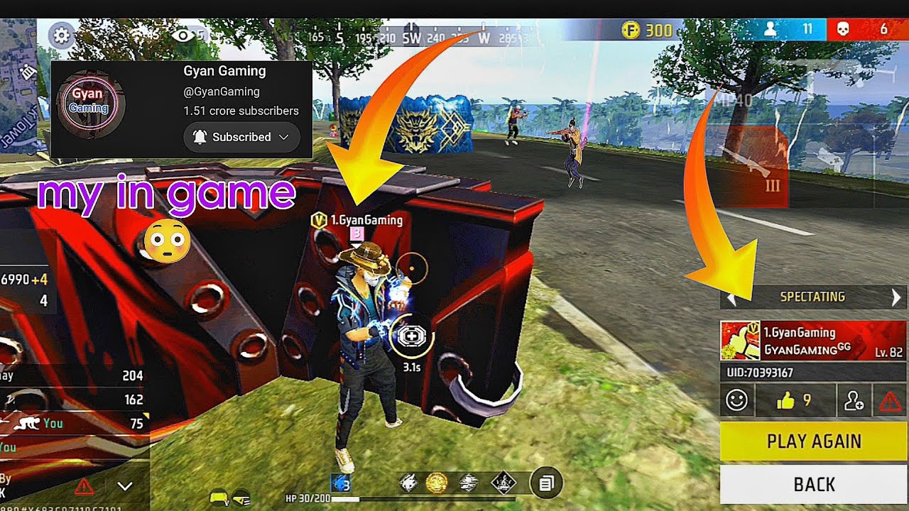 Gyan gaming my in game 😱 BR Rank match Dy gamers vs Gyan gaming squad 🥶 ...