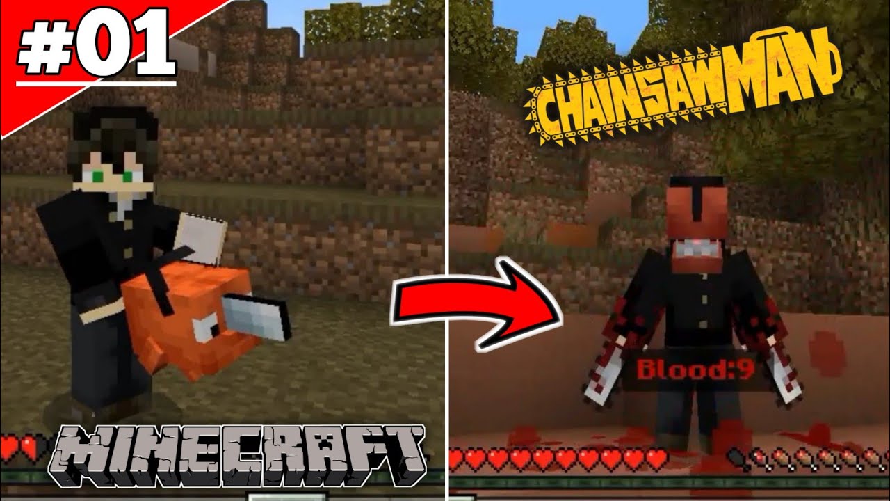 I Became CHAINSAWMAN In Minecraft || Hindi || Minecraft gameplay @Oreki ...
