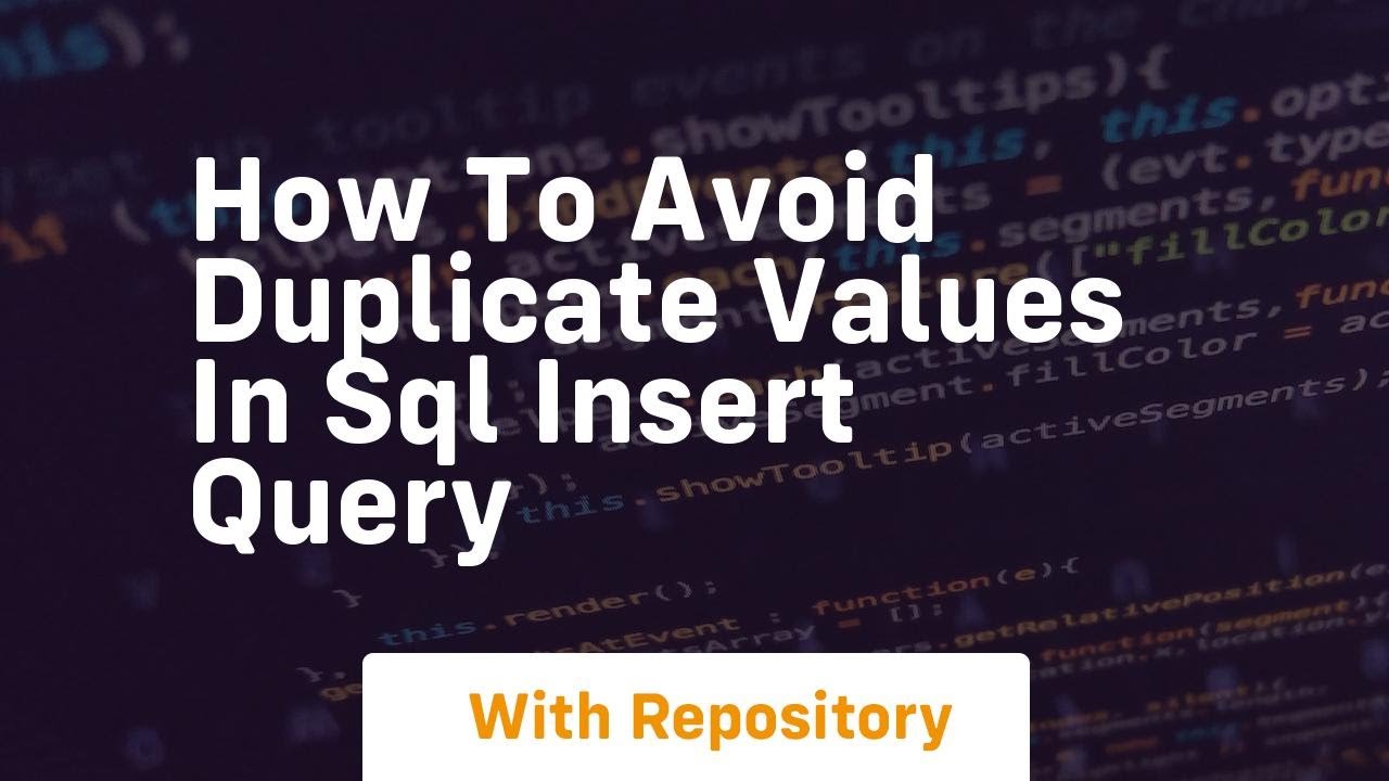 how to avoid duplicate values in sql insert query - YouTube