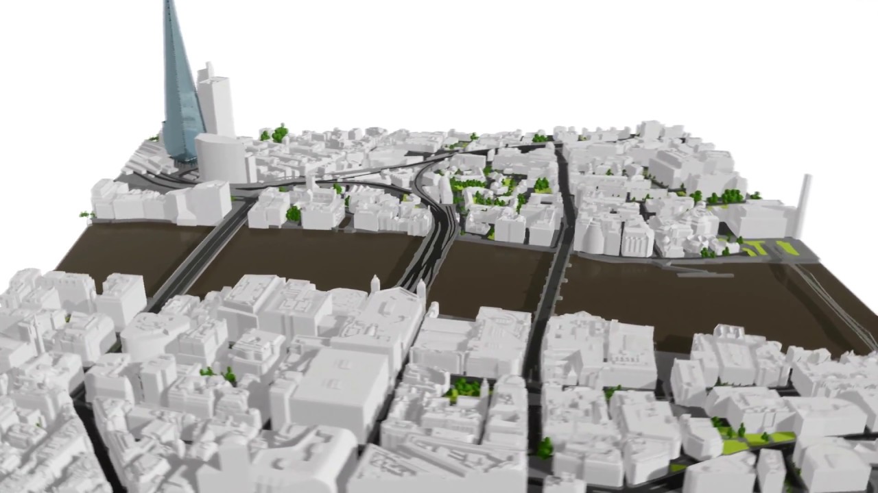 3D Model of London - 1 km square with Level 4 3D Model of The Shard ...