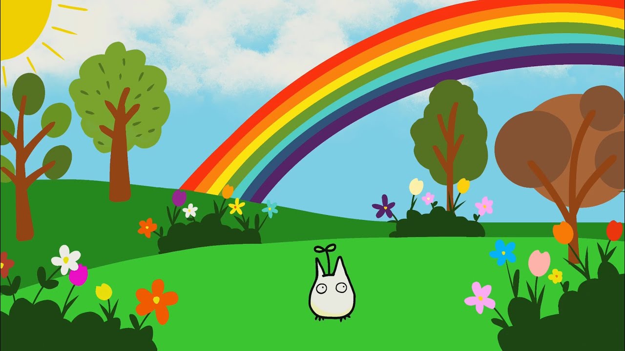 Rainbow, flowers, trees, sun etc Background | 1hour - YouTube