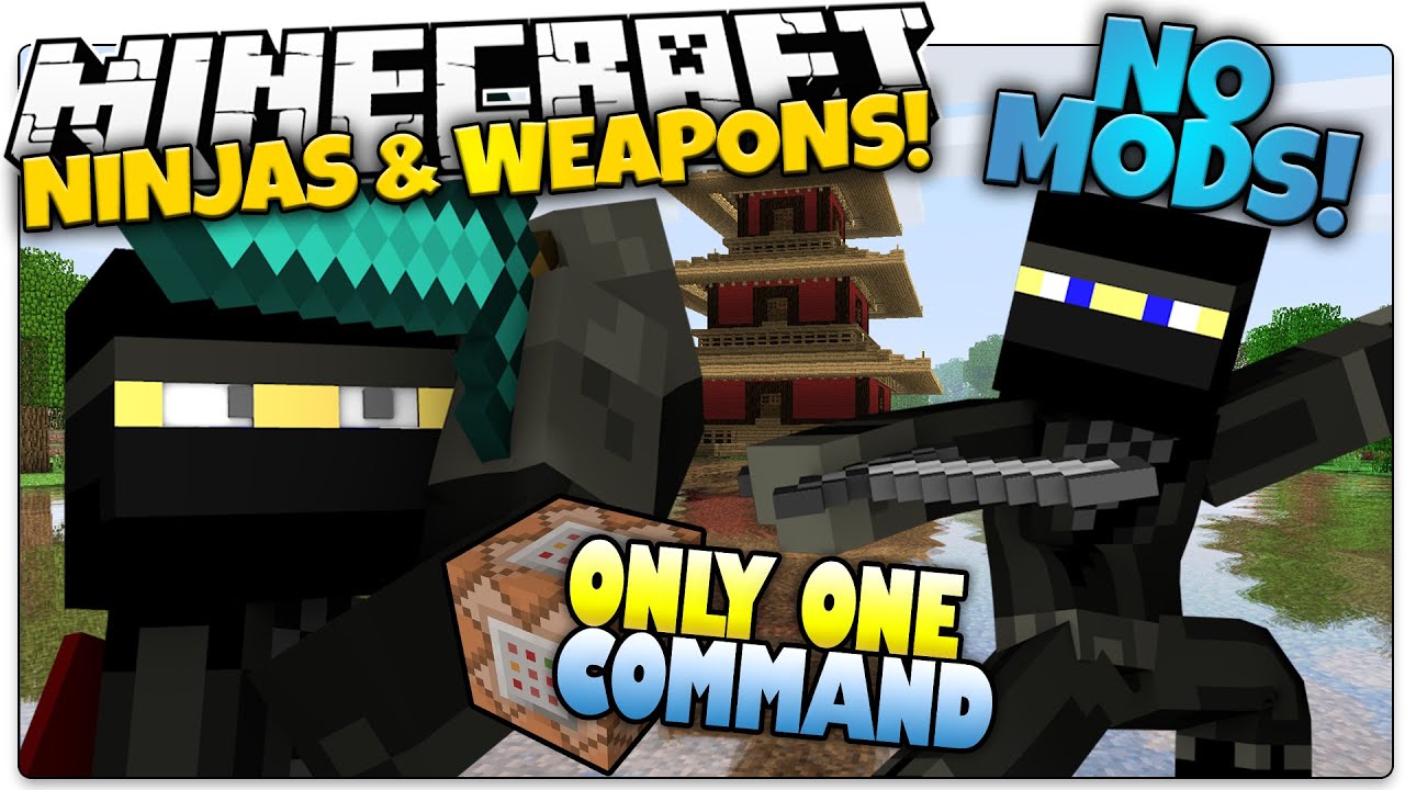 NINJAS IN MINECRAFT | Smoke Bombs, Shuriken & More | Only One Command ...