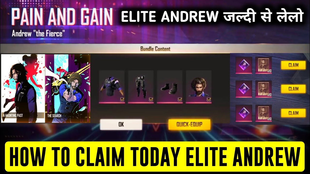 How To Get Elite Andrew Character Free Fire | Elite Andrew Mission ...