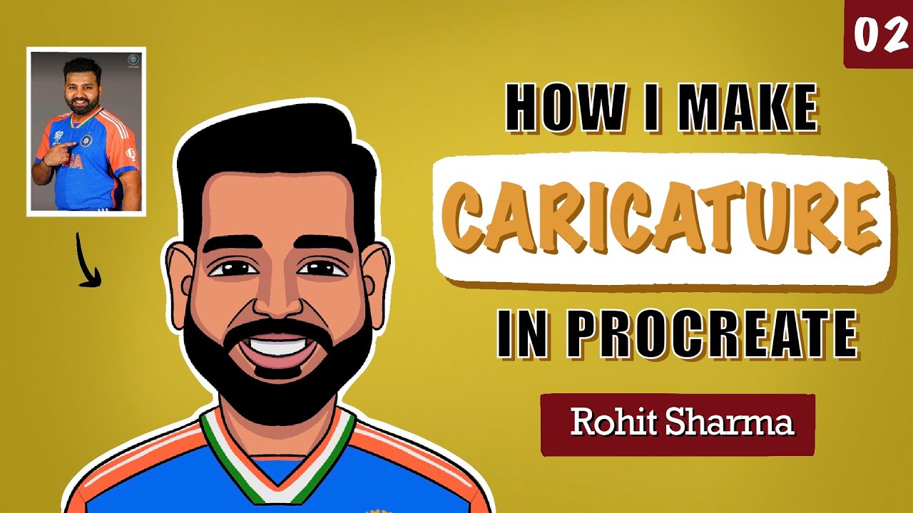 How I make Caricature in Procreate | Indian Captain Rohit "Hitman ...