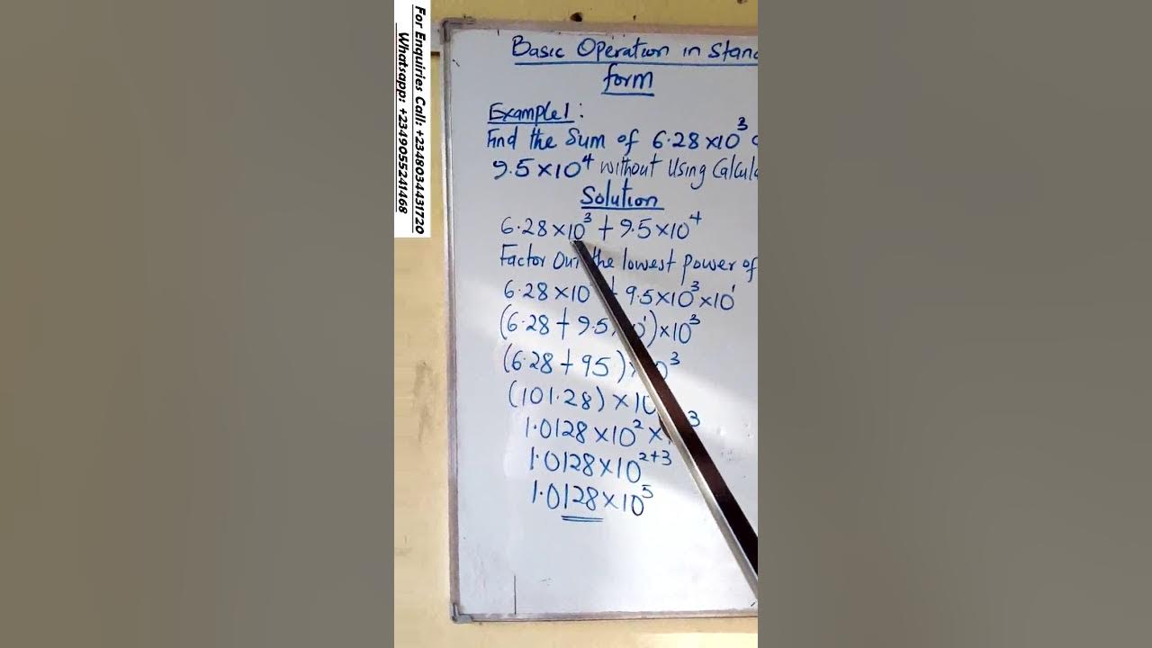 Standard Form: Addition And Subtraction Of Numbers In Standard Form ...