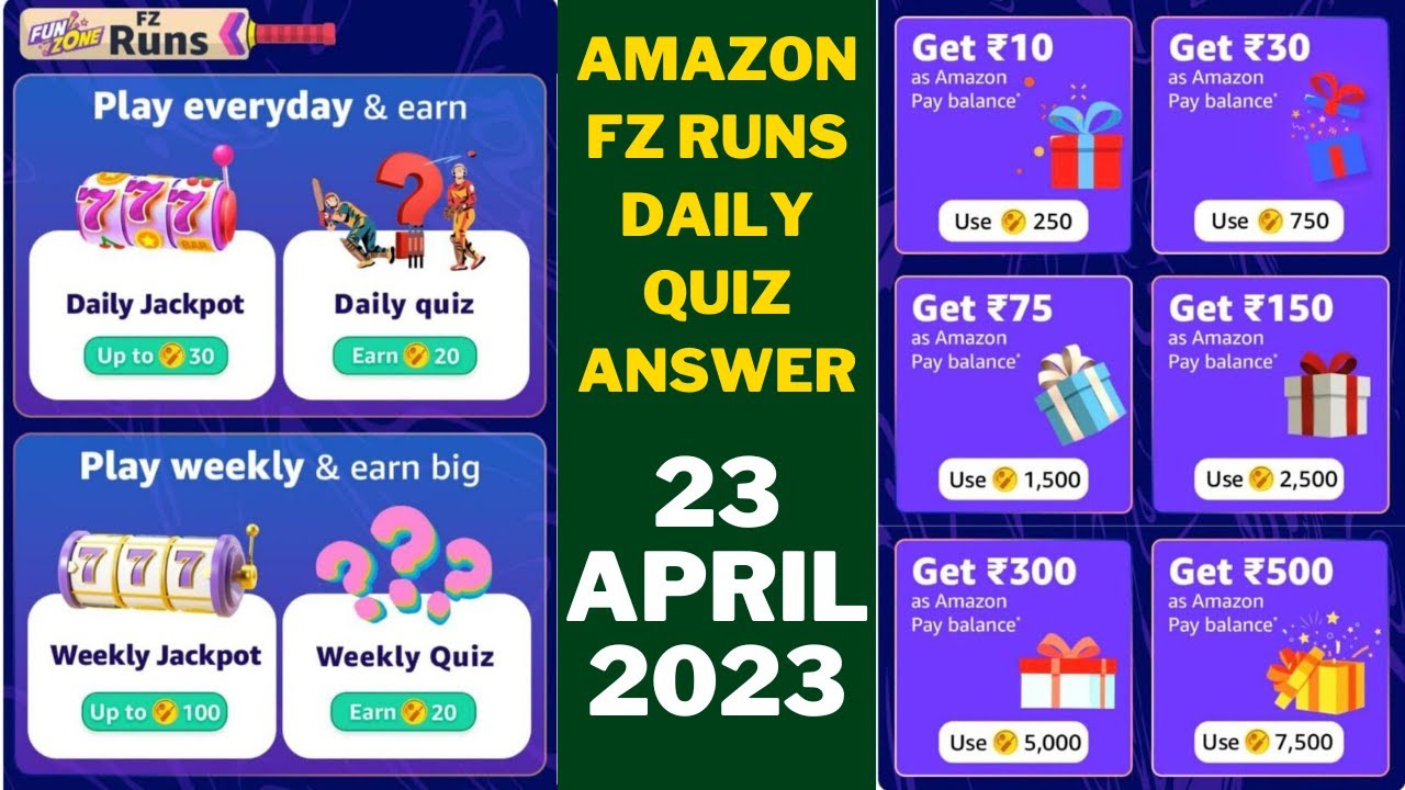 Amazon FZ Run Quiz Answer Today || How To earn FZ Run Quiz || Quiz today answer || Aone Trick ...