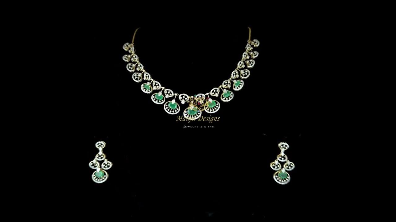 18KT DIAMOND NECKLACE SET - YouTube