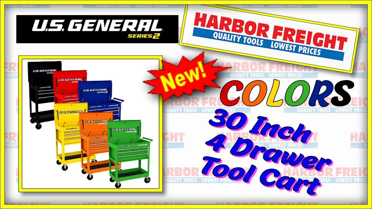 UPDATED: NEW COLORS! 30" 4 Drawer Tool Cart from US General at Harbor ...