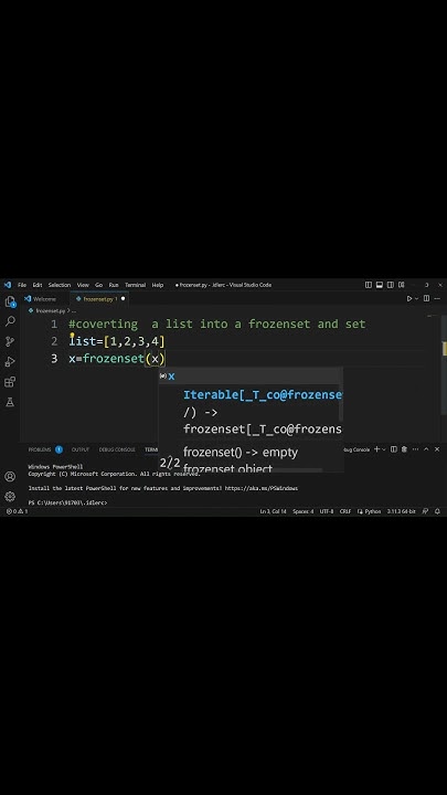 converting a list into frozenset and set in python - YouTube