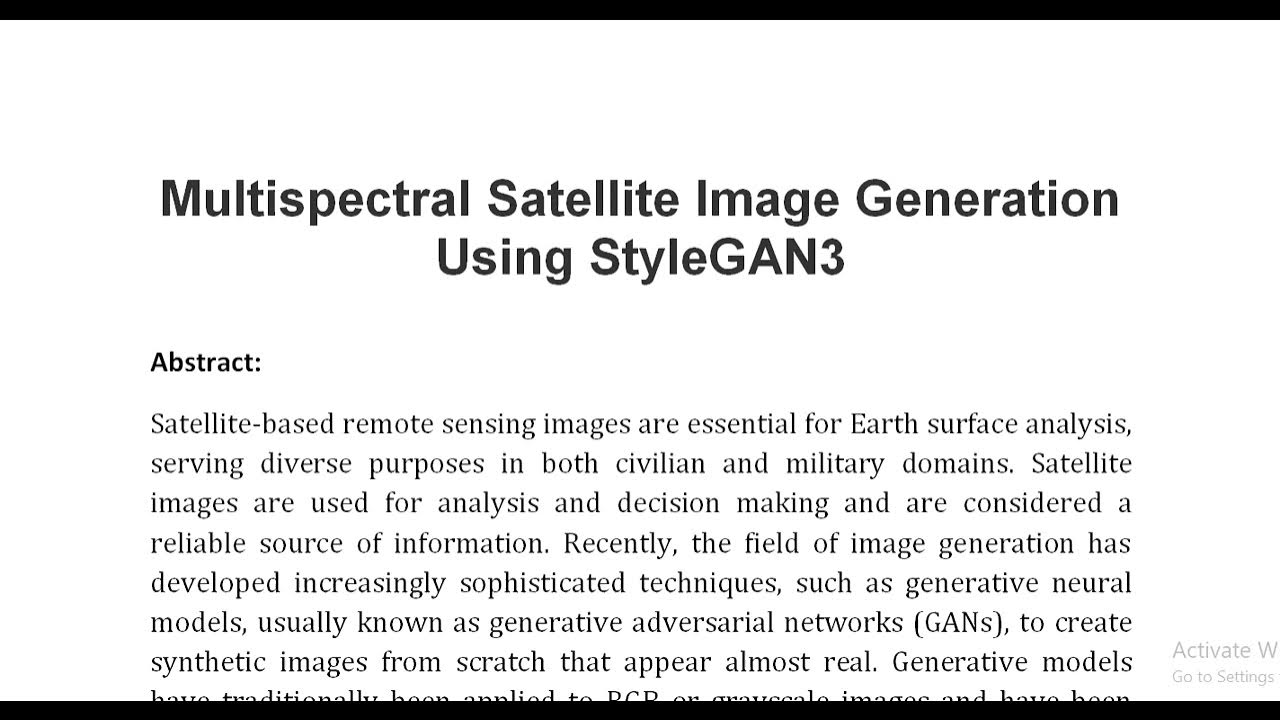 Multispectral Satellite Image Generation Using StyleGAN3 - YouTube